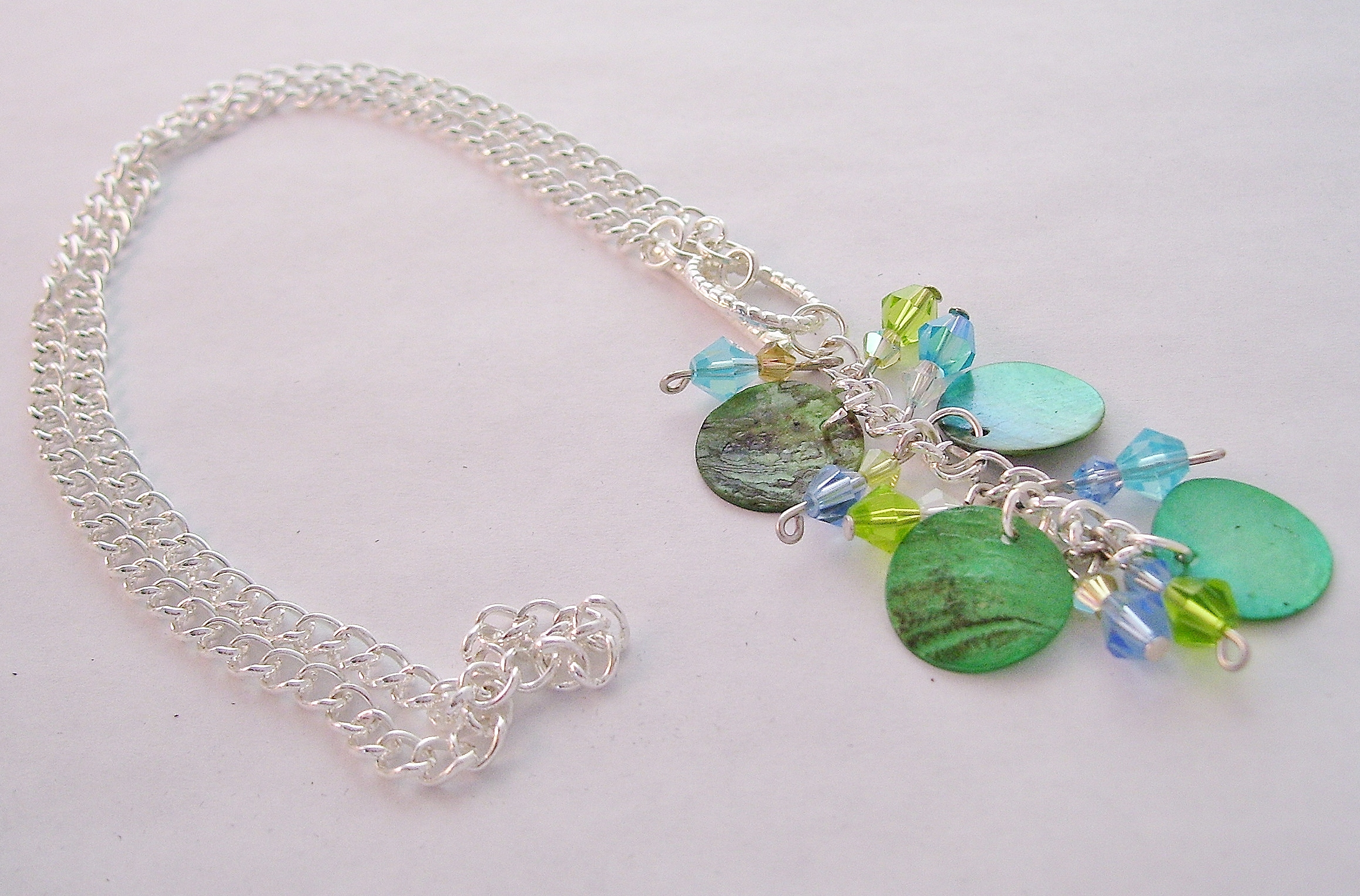 Paua Shell And Crystal Necklace on Luulla